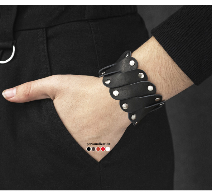 Leather cuff bracelet for men or women, code 4678